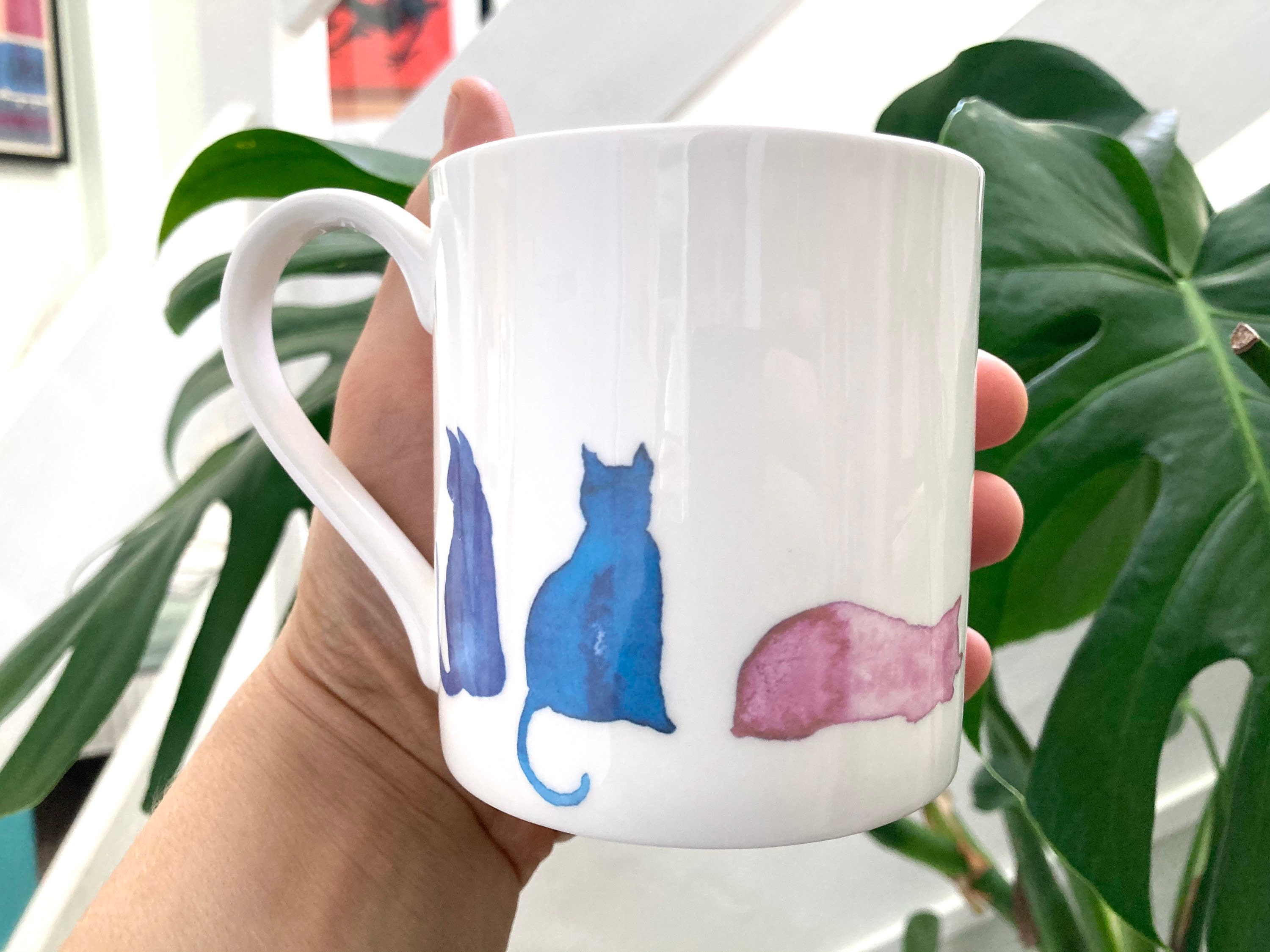 Large Cat Mug pink Cats Design Large Bone China Mug - Etsy UK
