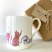 Large Cat Mug, ‘pink Cats’ Design, Large Bone China Mug, Coffee Mug ...