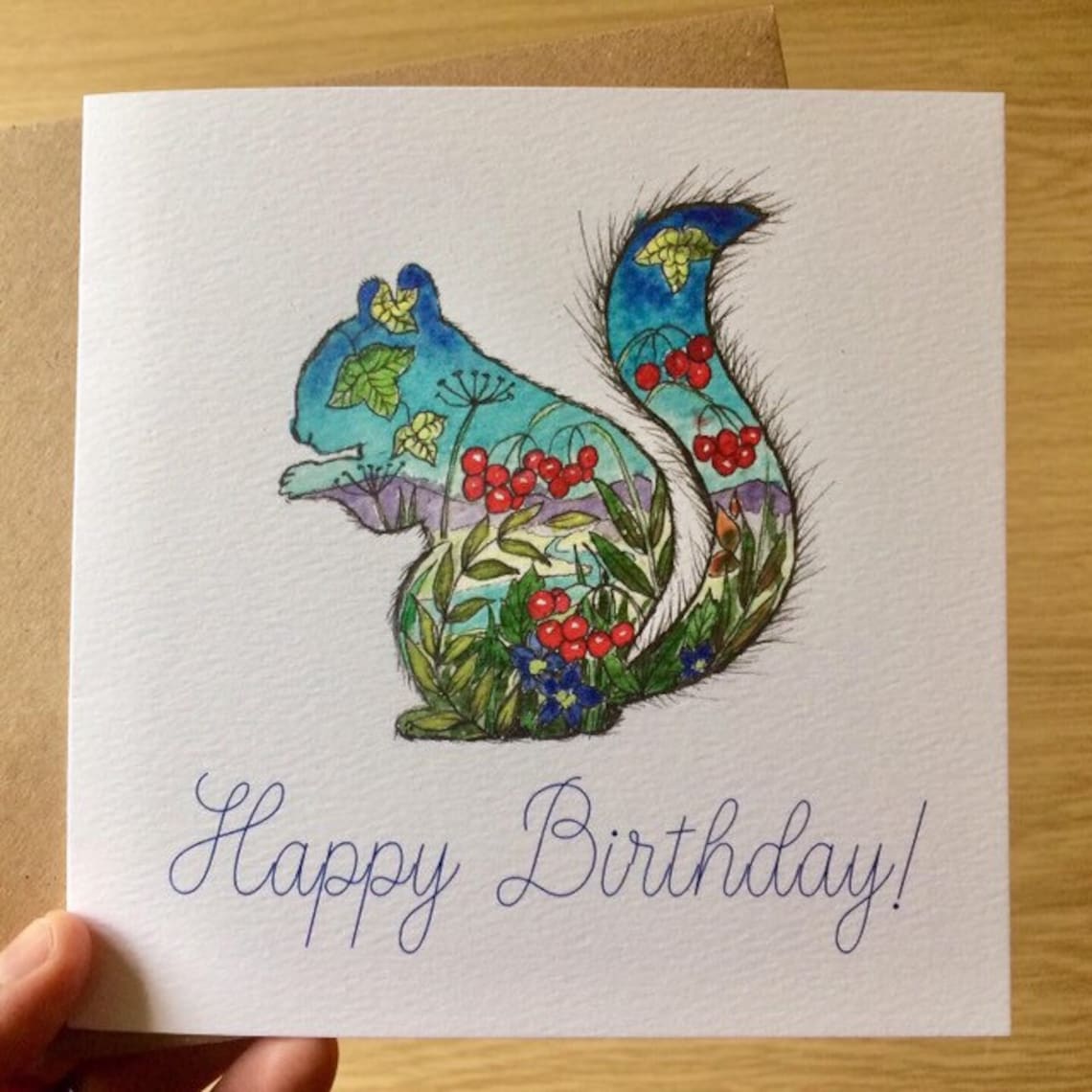 Squirrel Happy Birthday Greeting Card. Squirrel Card High - Etsy