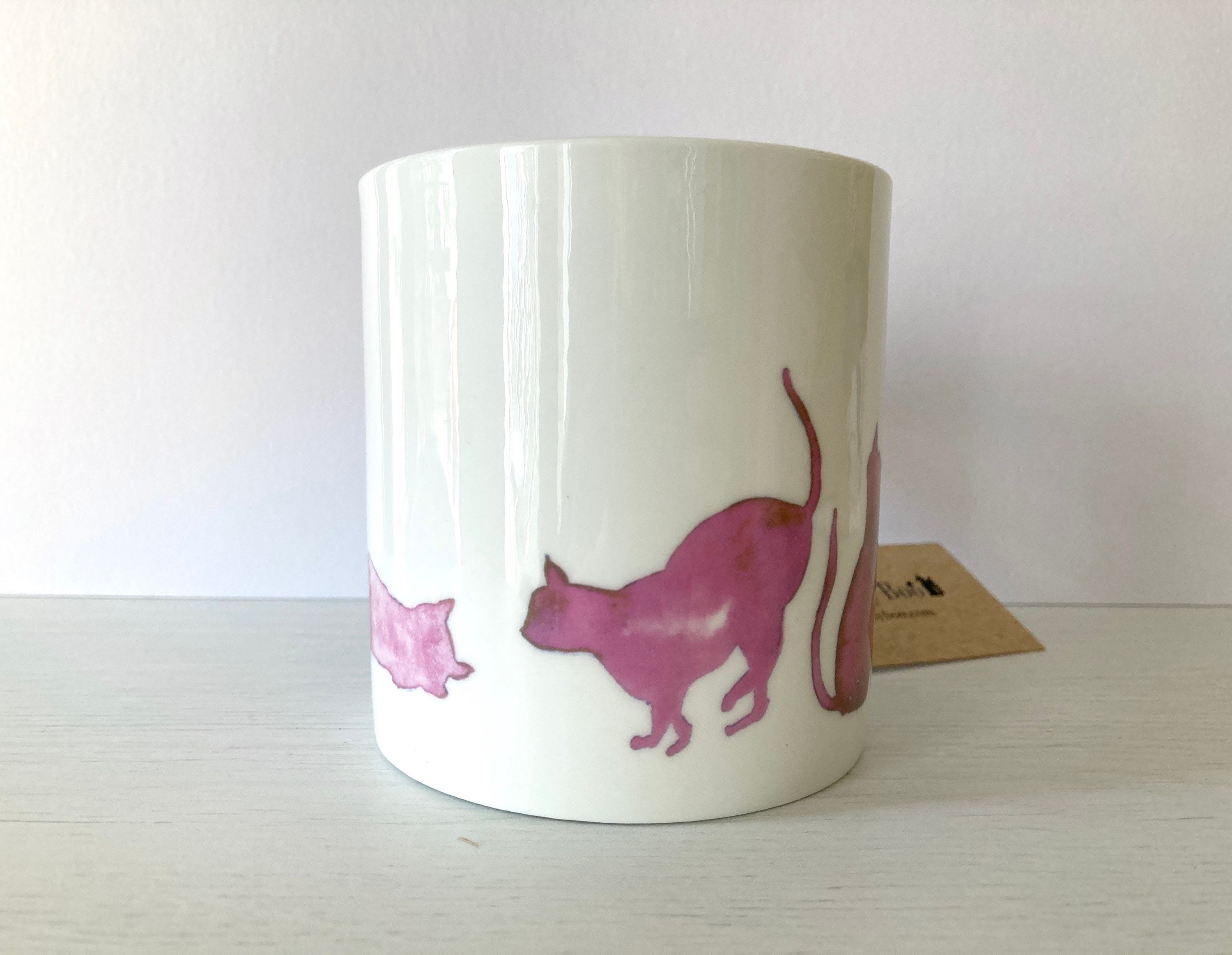 Large Cat Mug pink Cats Design Large Bone China Mug - Etsy UK