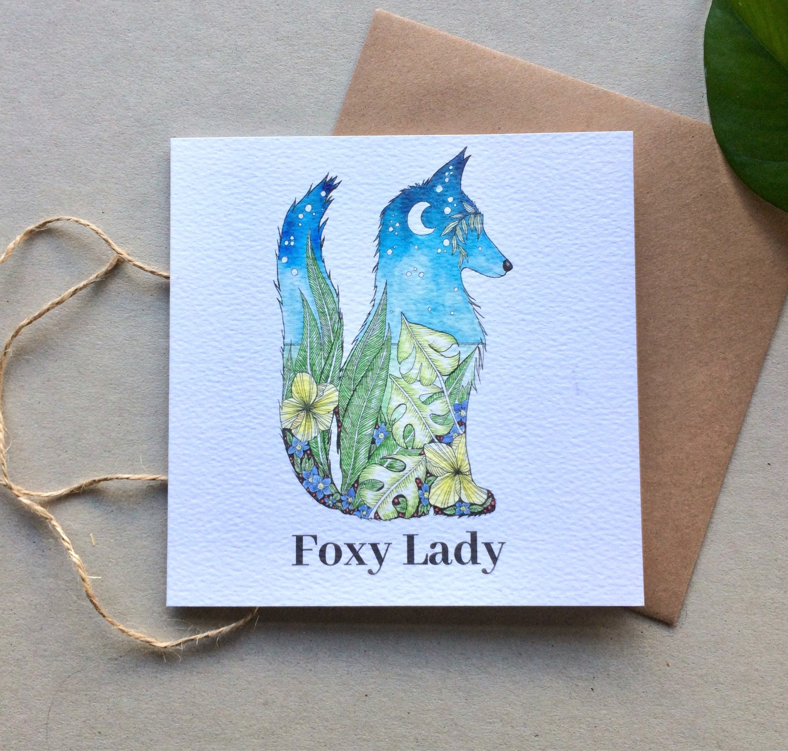 Fox Card, Greeting Card - 'foxy Lady' Design. Fox Card, Blue Fox ...