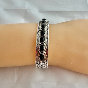 Navajo Artist Jerry Bahe Sterling Silver Cuff Silver Sun & Raindrop ...