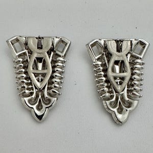 2 Vintage 1920s/30s Art Deco Silver Rhinestone Dress Clips Antique ...