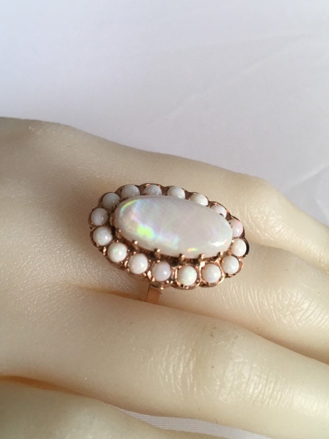 14K Gold 6.8ct Solitaire Fiery Opal Cabochon 16 1.2ctw - Etsy