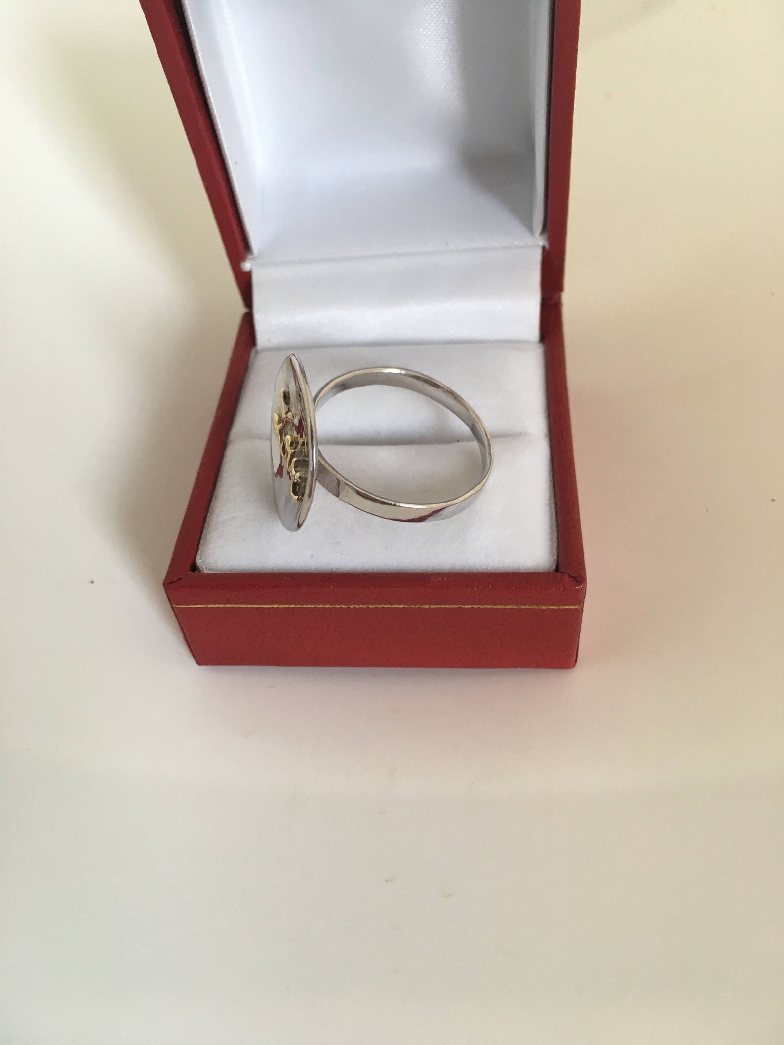 Hammered Love Plate Special Person Love Ring Gold Vermeil 925 Sterling ...