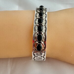 Navajo Artist Jerry Bahe Sterling Silver Cuff Silver Sun & Raindrop ...