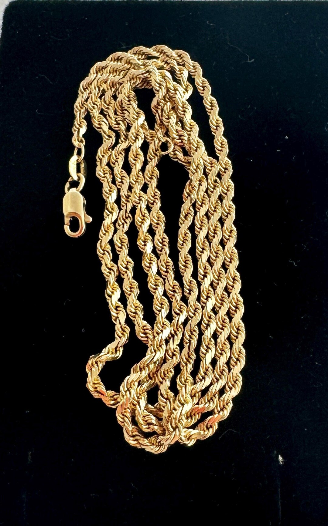14K Solid Gold 24 Length 1.0mm Width Shiny Chain Link Necklace Rope ...