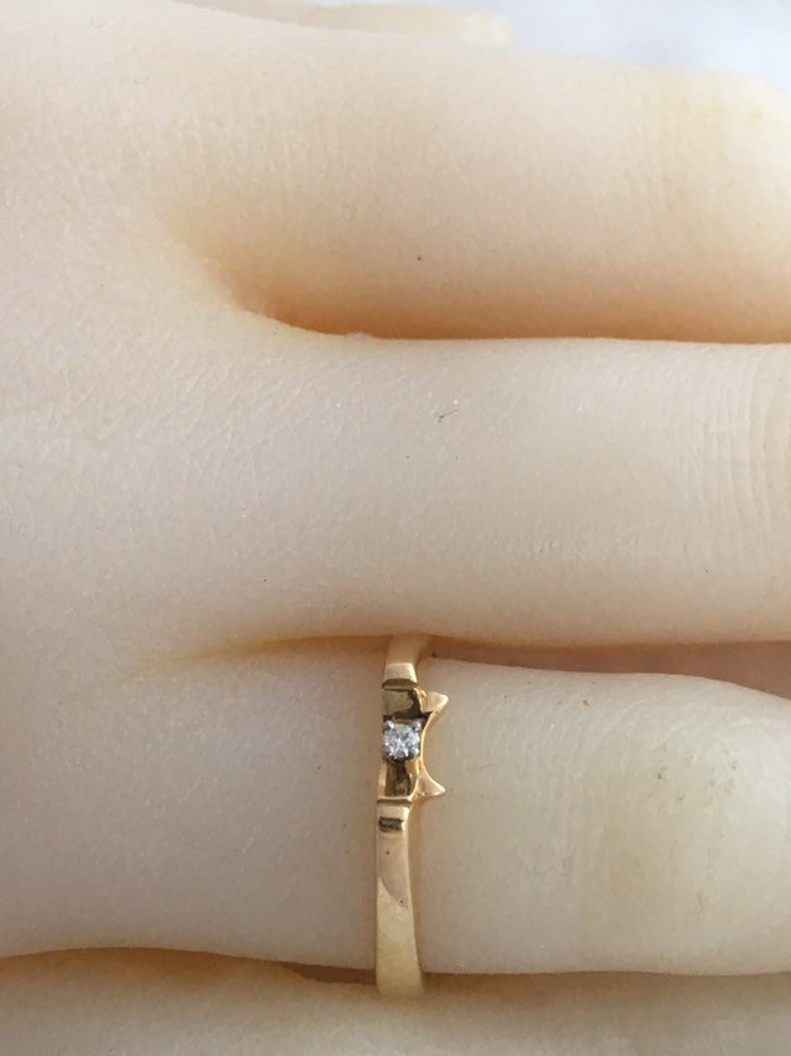 14K Gold Diamond Solitaire 0.03ct in a Bow Concave Design - Etsy