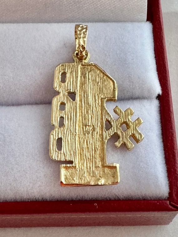 14K Solid Gold #1 DAD Diamond Cut Pendant Hallmark 1… - Gem