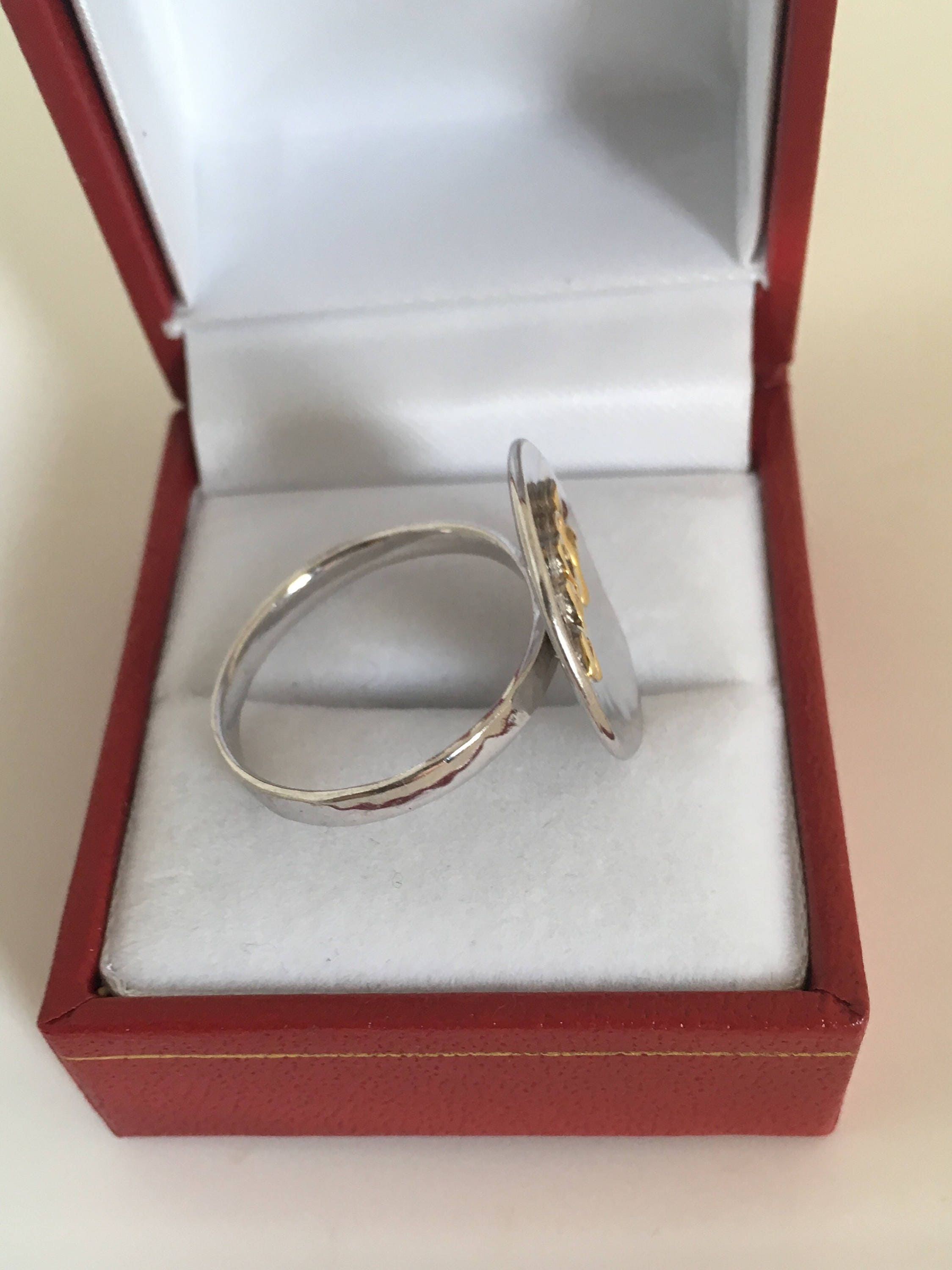 Hammered Love Plate Special Person Love Ring Gold Vermeil 925 Sterling ...