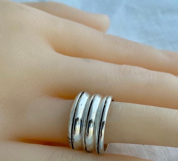 Wide Cigar Band Concave Design 925 Sterling Silver Ri… - Gem