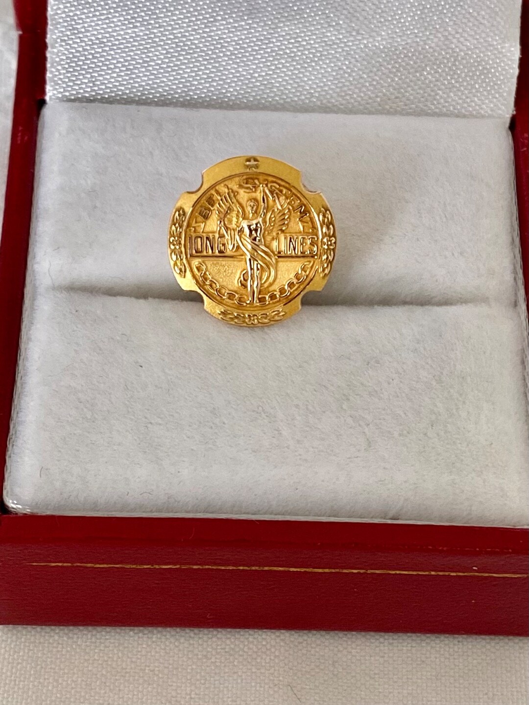 10k Gold Bell System Long Lines Service Award Lapel Pin Vintage 1.96 ...
