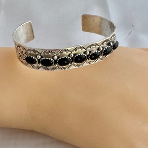 Navajo Artist Jerry Bahe Sterling Silver Cuff Silver Sun & Raindrop ...