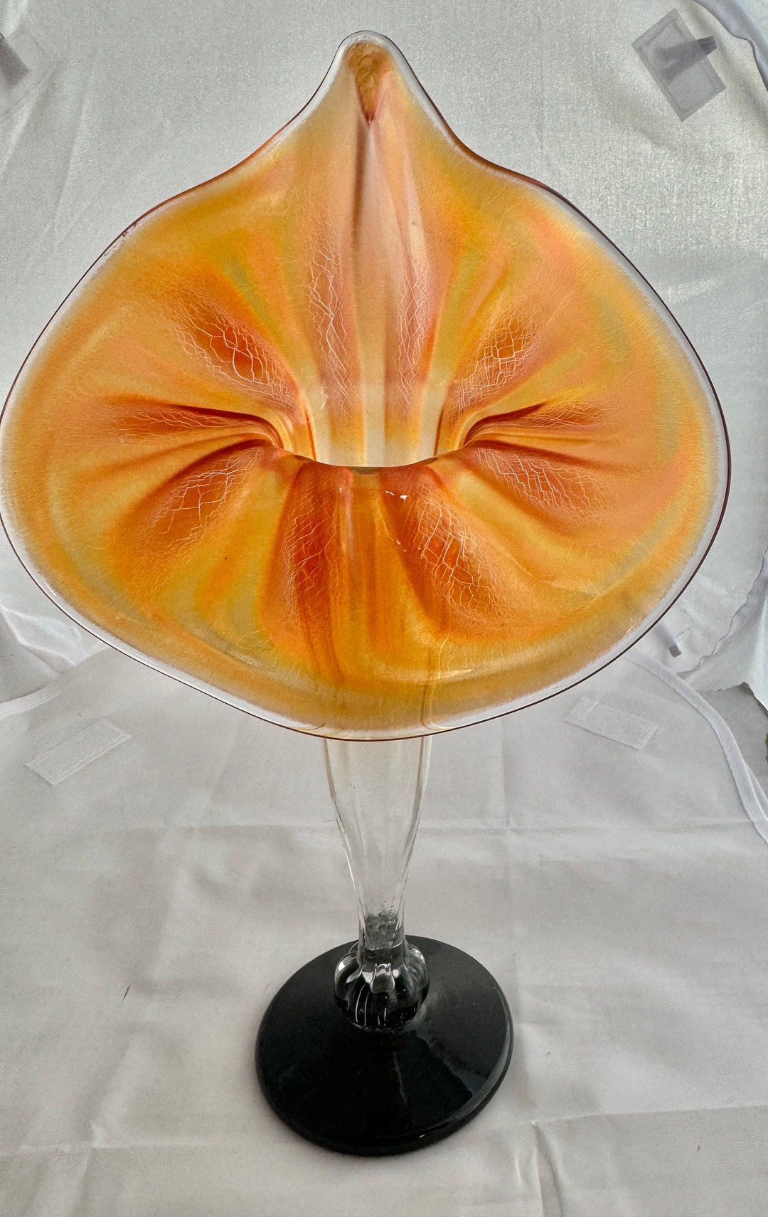 Rick Strini Signed Vase Vintage Jack in the Pulpit Iridescent Orange ...