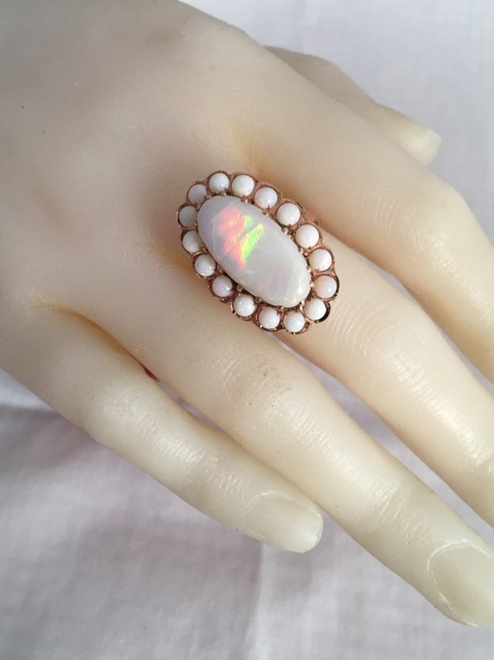 14K Gold 6.8ct Solitaire Fiery Opal Cabochon 16 1.2ctw - Etsy