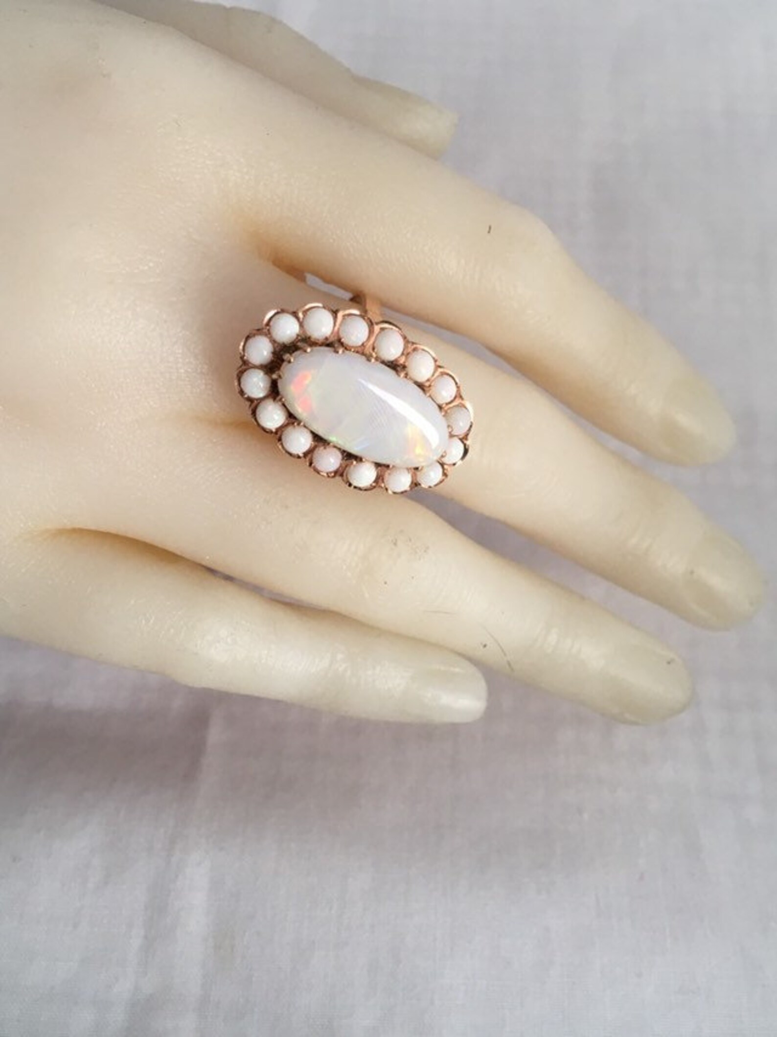 14K Gold 6.8ct Solitaire Fiery Opal Cabochon 16 1.2ctw - Etsy