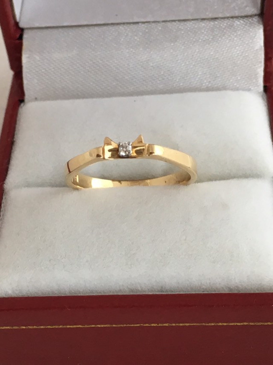 14K Gold Diamond Solitaire 0.03ct in a Bow Concave Design - Etsy