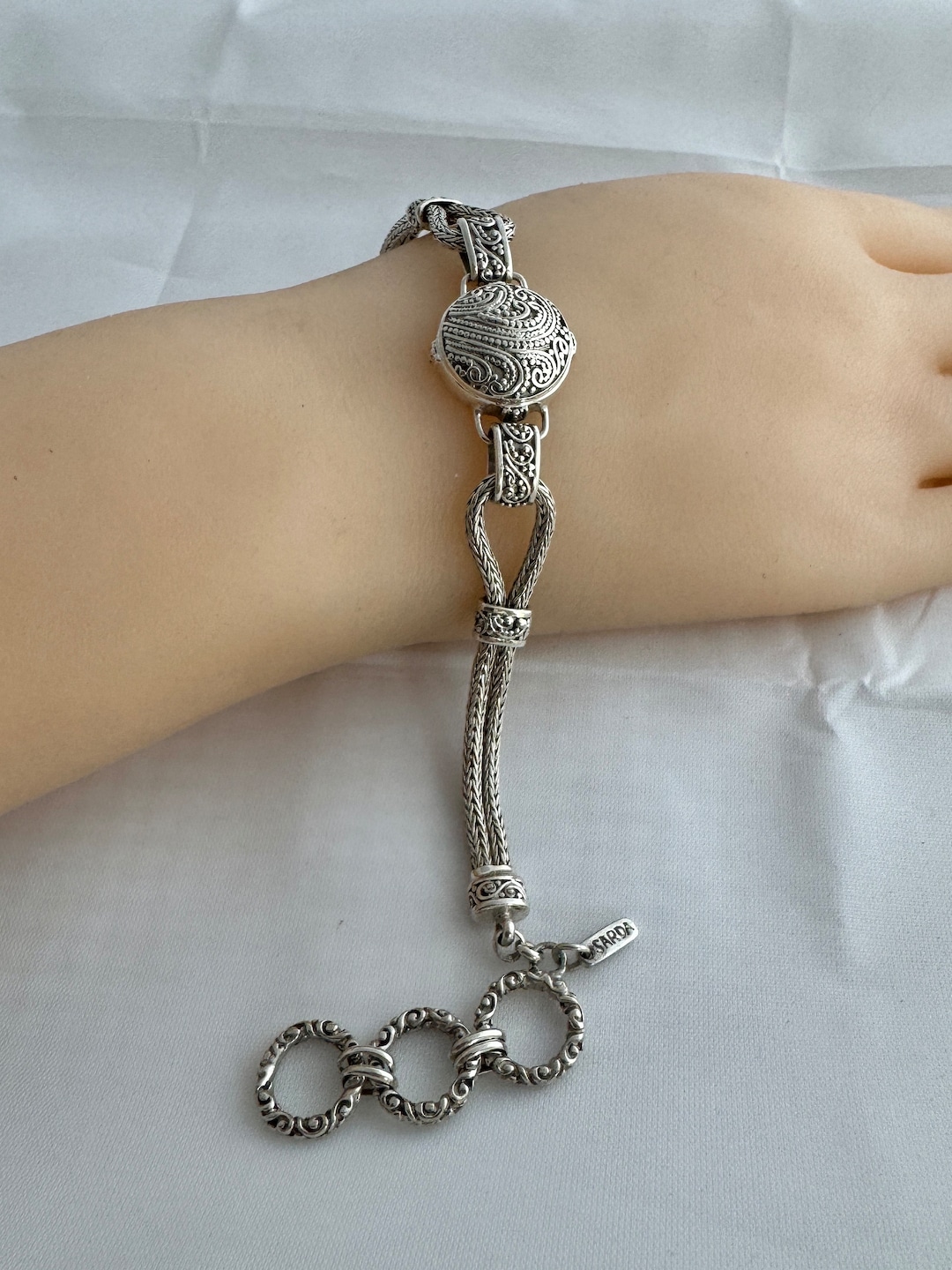 Sarda Bali Artisan Handcrafted Sterling Silver 925 Toggle Bracelet 6.5 ...
