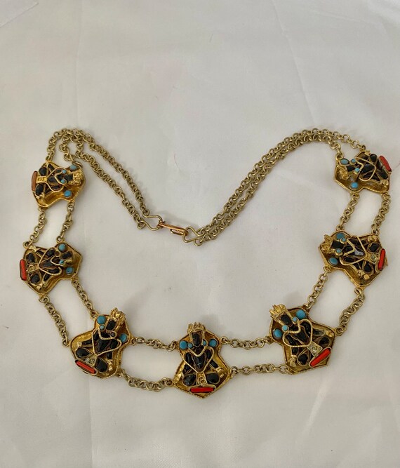 Rare Tibetan 7 Buddha Goddess Figural Red Coral Black… - Gem