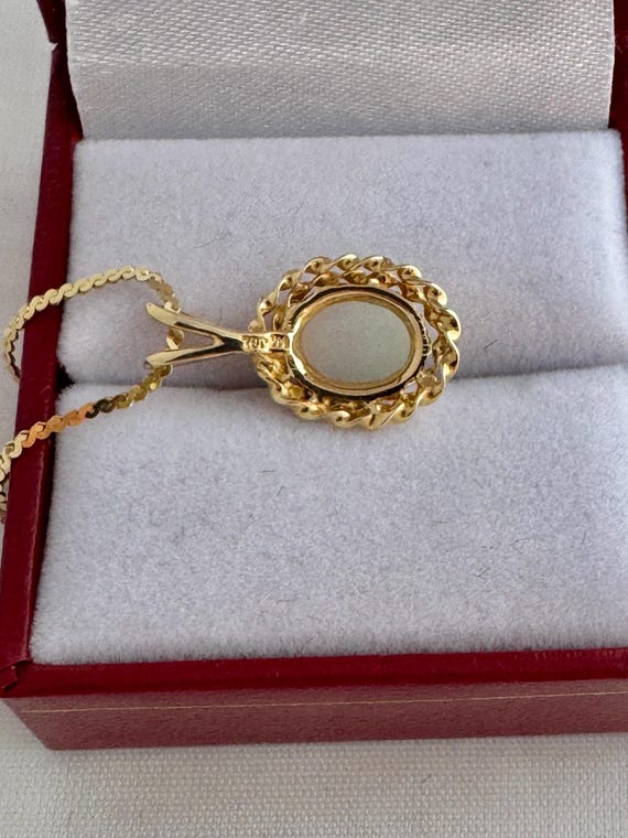 14K JGL Solid Gold Firey Opal Pendant 16” 14K Solid … - Gem