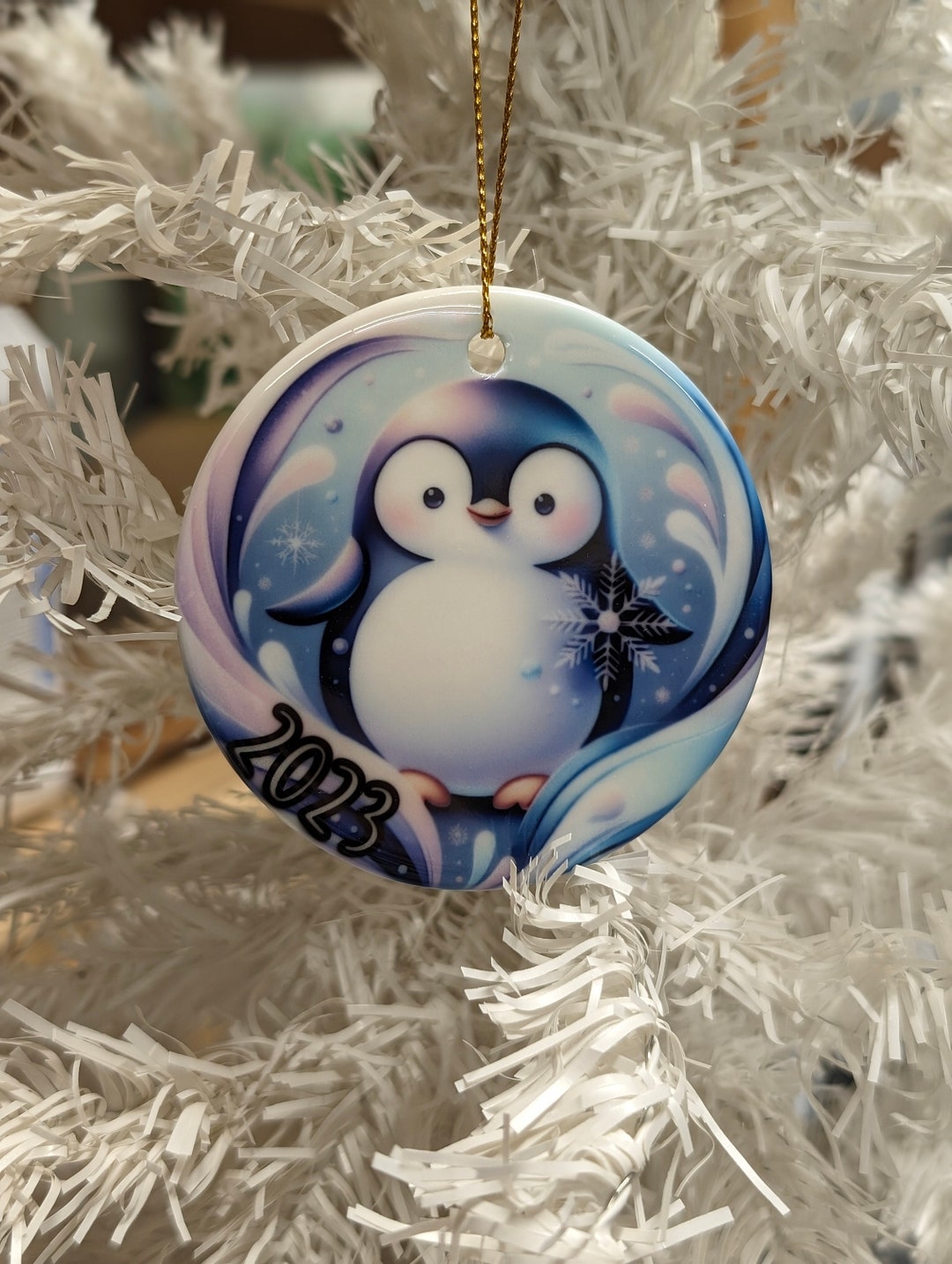 Sublimated Ceramic Penguin Disc Ornament, Christmas Tree Ornament ...
