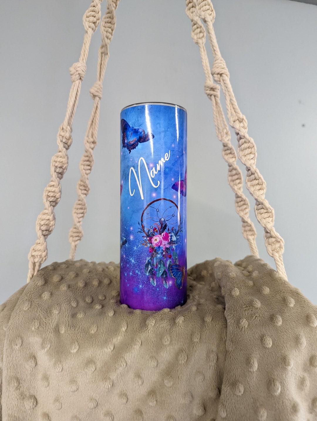 Vibrant Butterfly and Dreamcatcher Design With Reusable Straw, 20oz ...