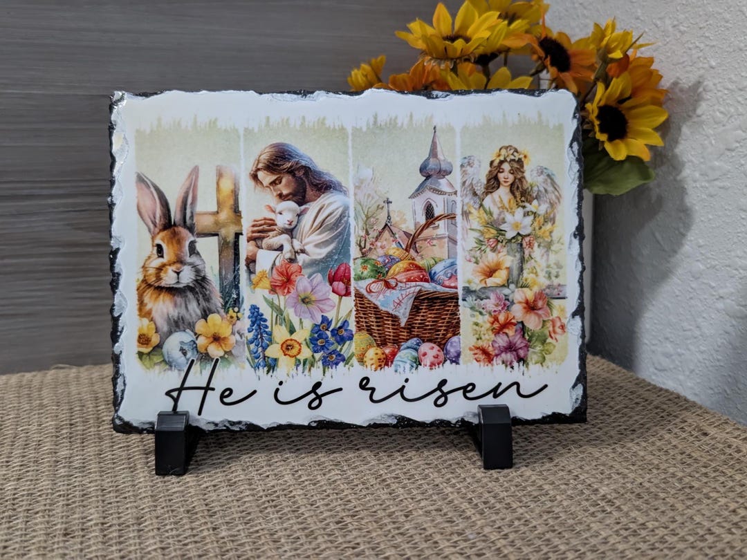 He is Risen Decor - Religious Photo Slate Decor, Easter Photo Slate ...