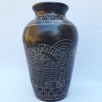 Studio Art Pottery Wall Vase Canteen Signed Unique Stoneware/ceramic ...