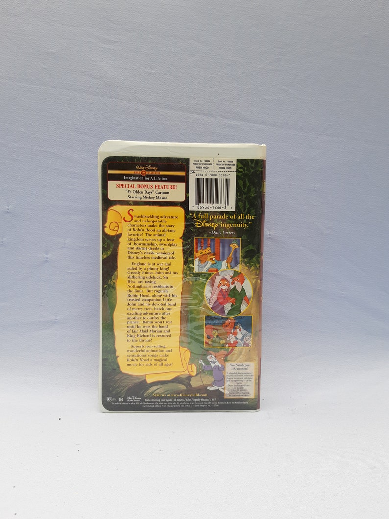 Disney's Robin Hood 1973 on VHS. Classic Gold Collection. Special Bonus ...
