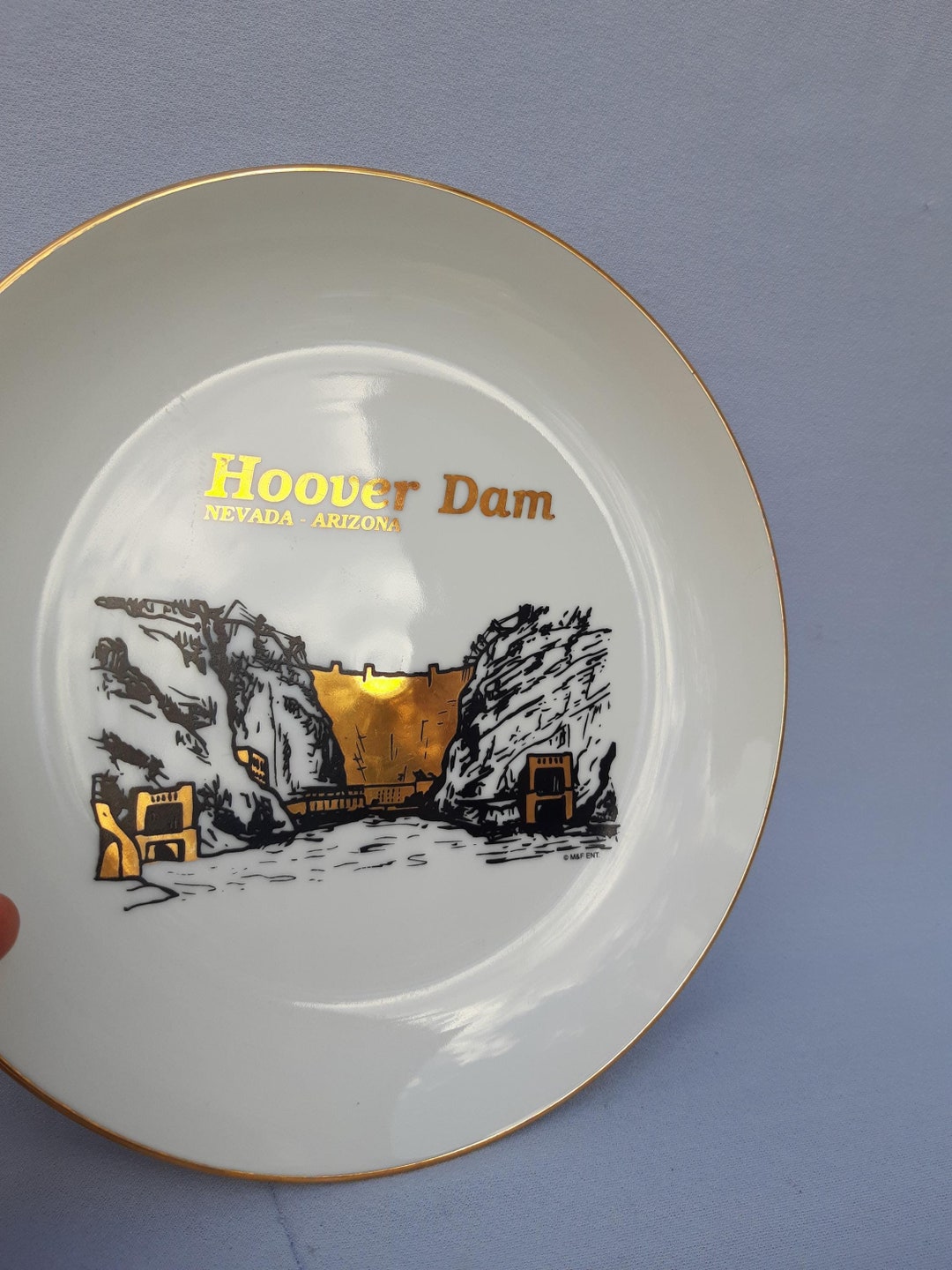 Hoover Dam Souvenir Collectible Plate. Gilded Lettering. 8''. - Etsy