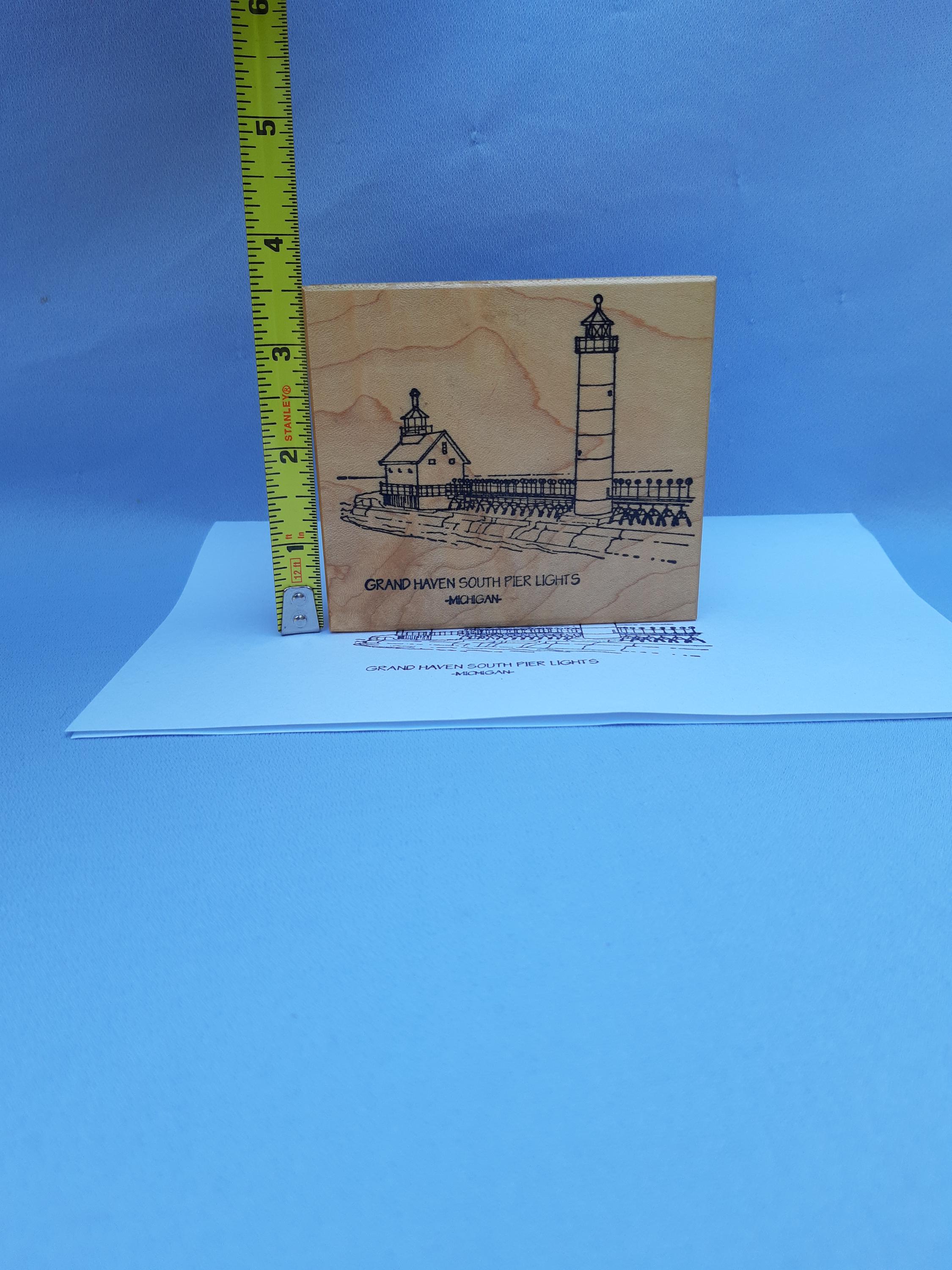 Vintage Grand Haven, Michigan Rubber Stamp. Grand Haven South Pier ...