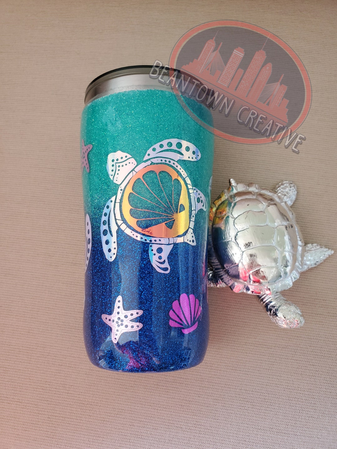 Turtle Glitter Tumbler Sea Turtle Tumbler - Etsy