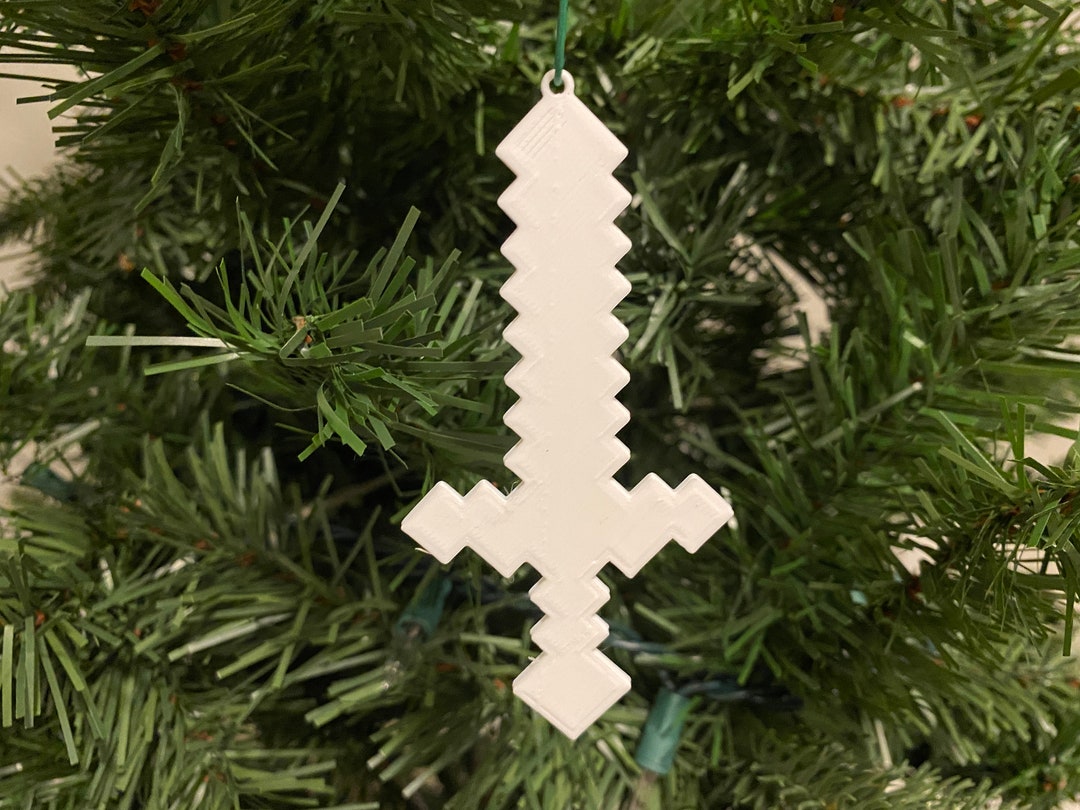 Pixelated Swordornament - Plastic (white) (laser Cut Acrylic) - Etsy