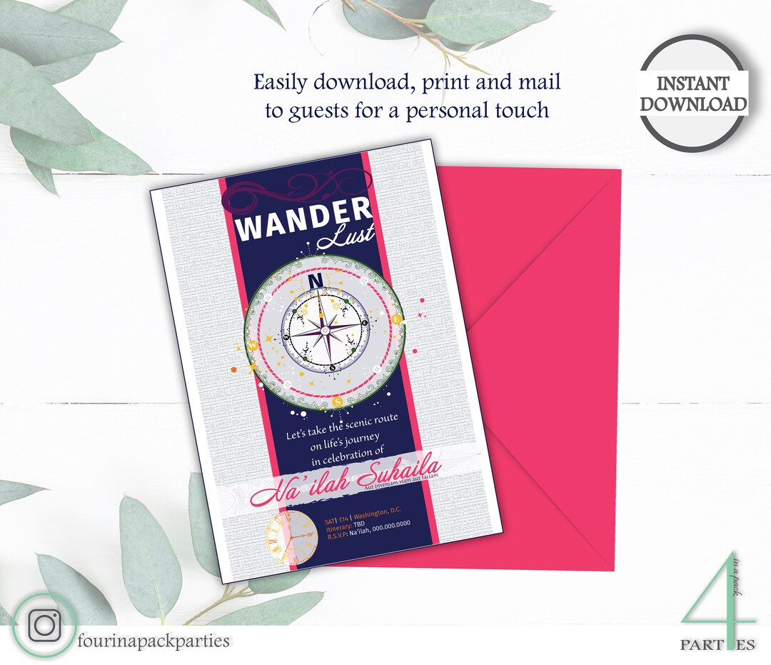 Scenic Route Editable Invitation Colorful Womens - Etsy