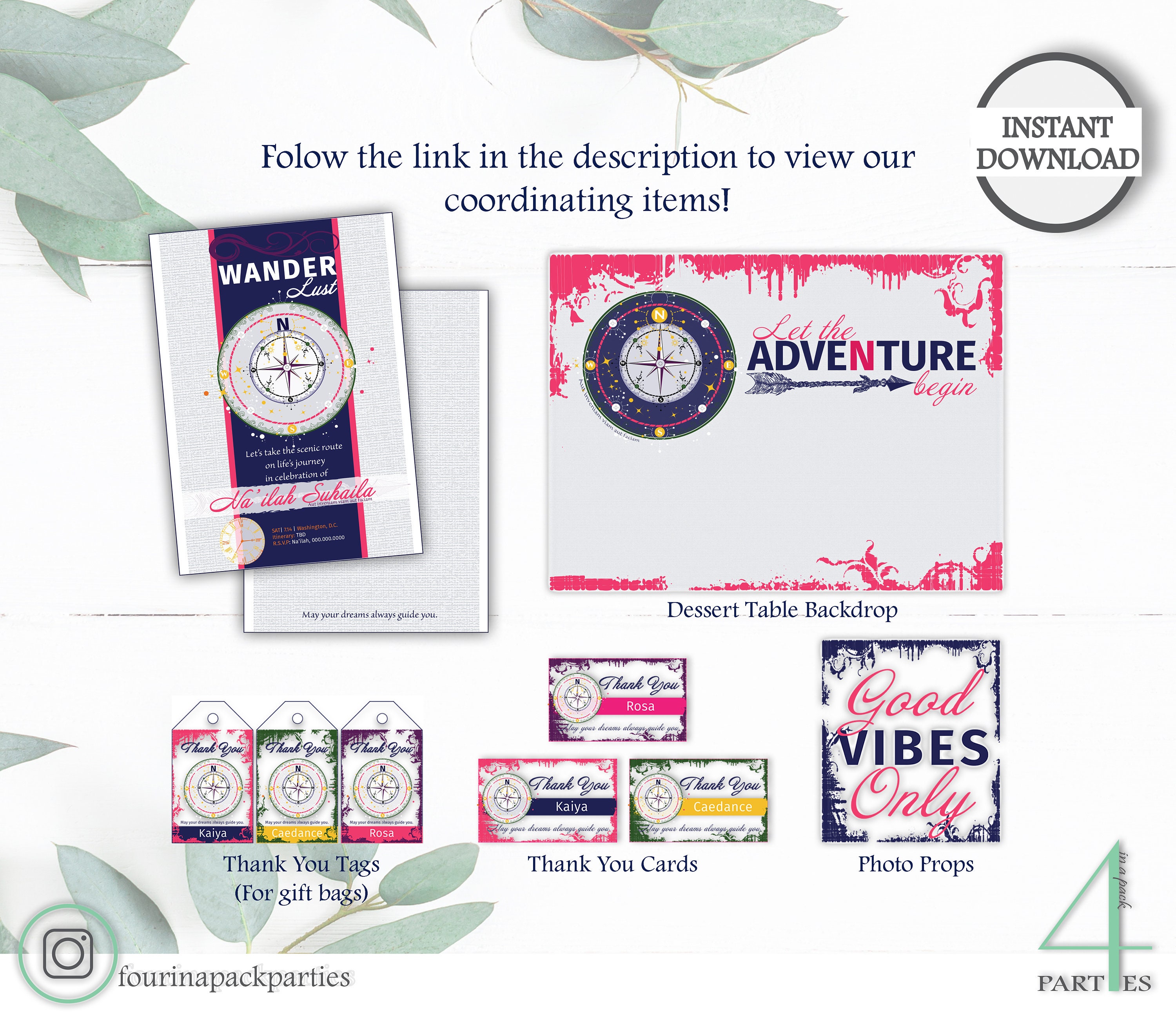 Scenic Route Editable Invitation Colorful Womens - Etsy