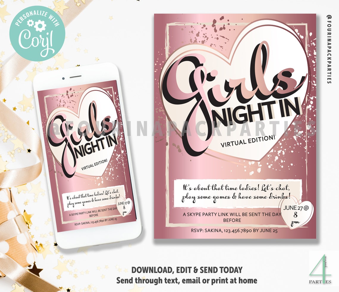 Girls Night in Digital Invite - Etsy