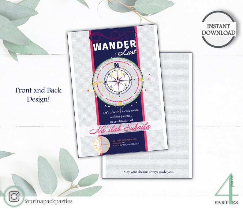 Scenic Route Editable Invitation Colorful Womens - Etsy