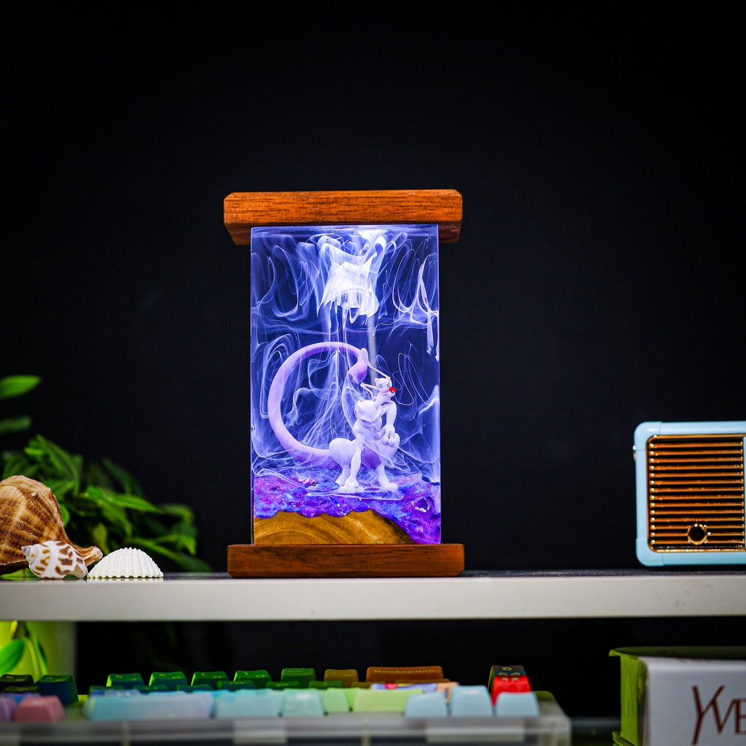 MEW AND MEWTWO Po.ke.m.on Lamp Custom Pokemon Epoxy Lamp Pokemon ...
