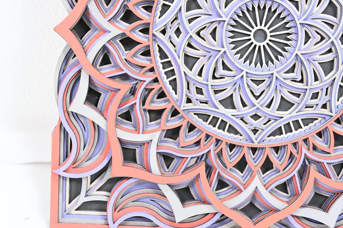 Wall Decoration Mandala 3D Art Multilayer Square Floral Rustic | Etsy