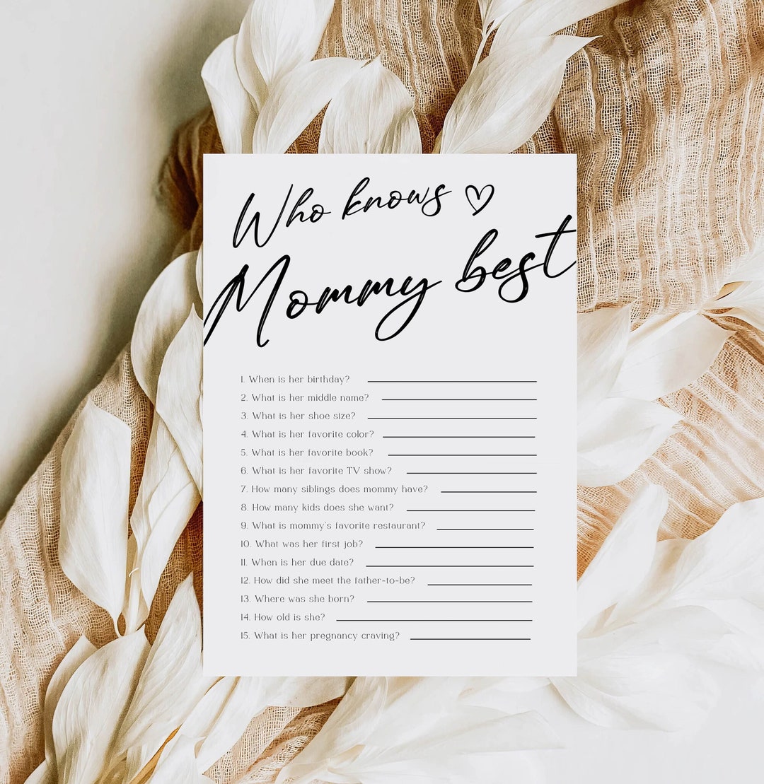 Who Knows Mommy Best Baby Shower Game Baby Shower Games Printable How ...
