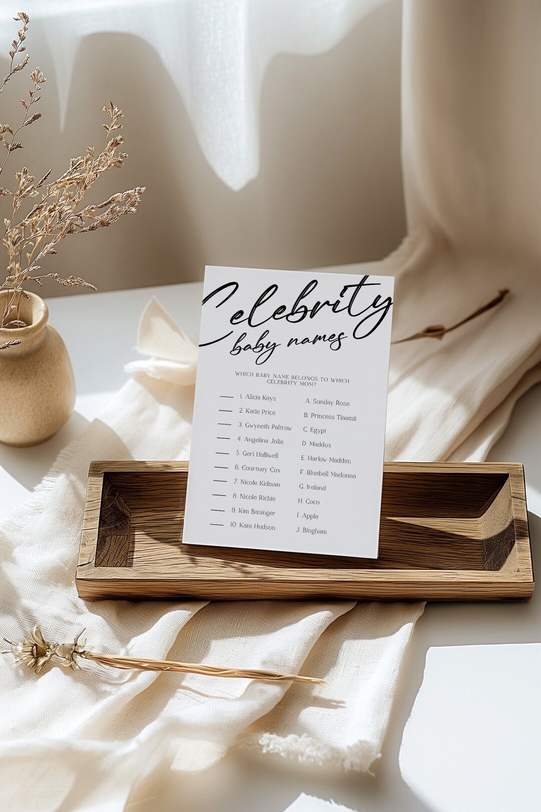 Celebrity Baby Names Game Baby Shower Games Printable Gender Neutral ...