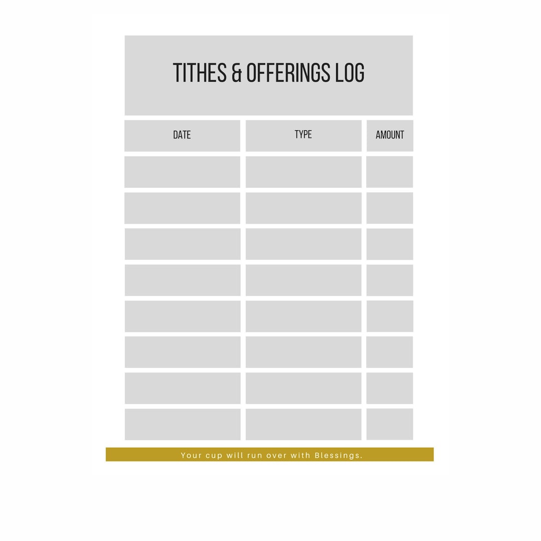 Tithes and Offering Log Church Planner Journal Page - Etsy