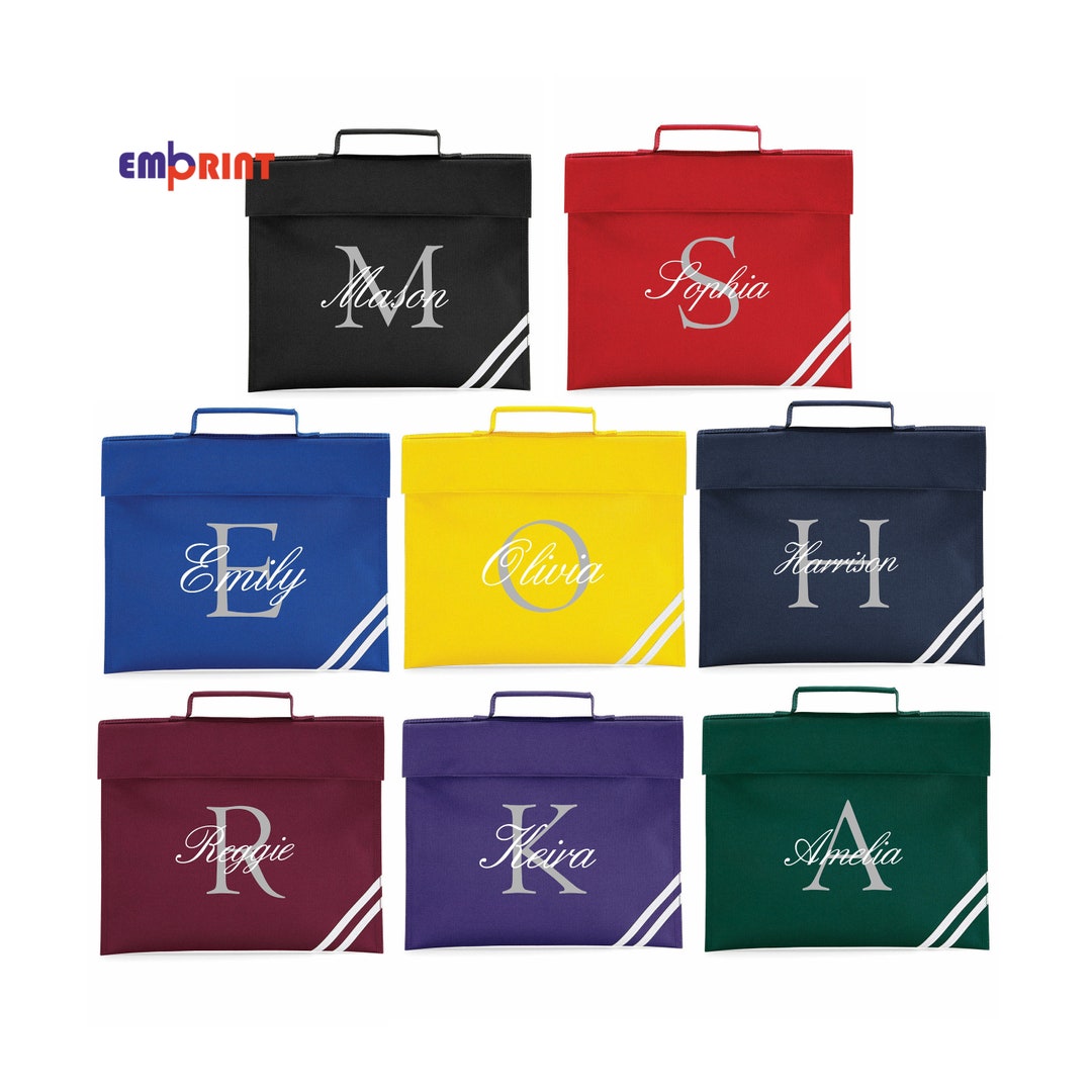 Personalised Initial Script Book Bag Classic Back to School Boys Girls ...