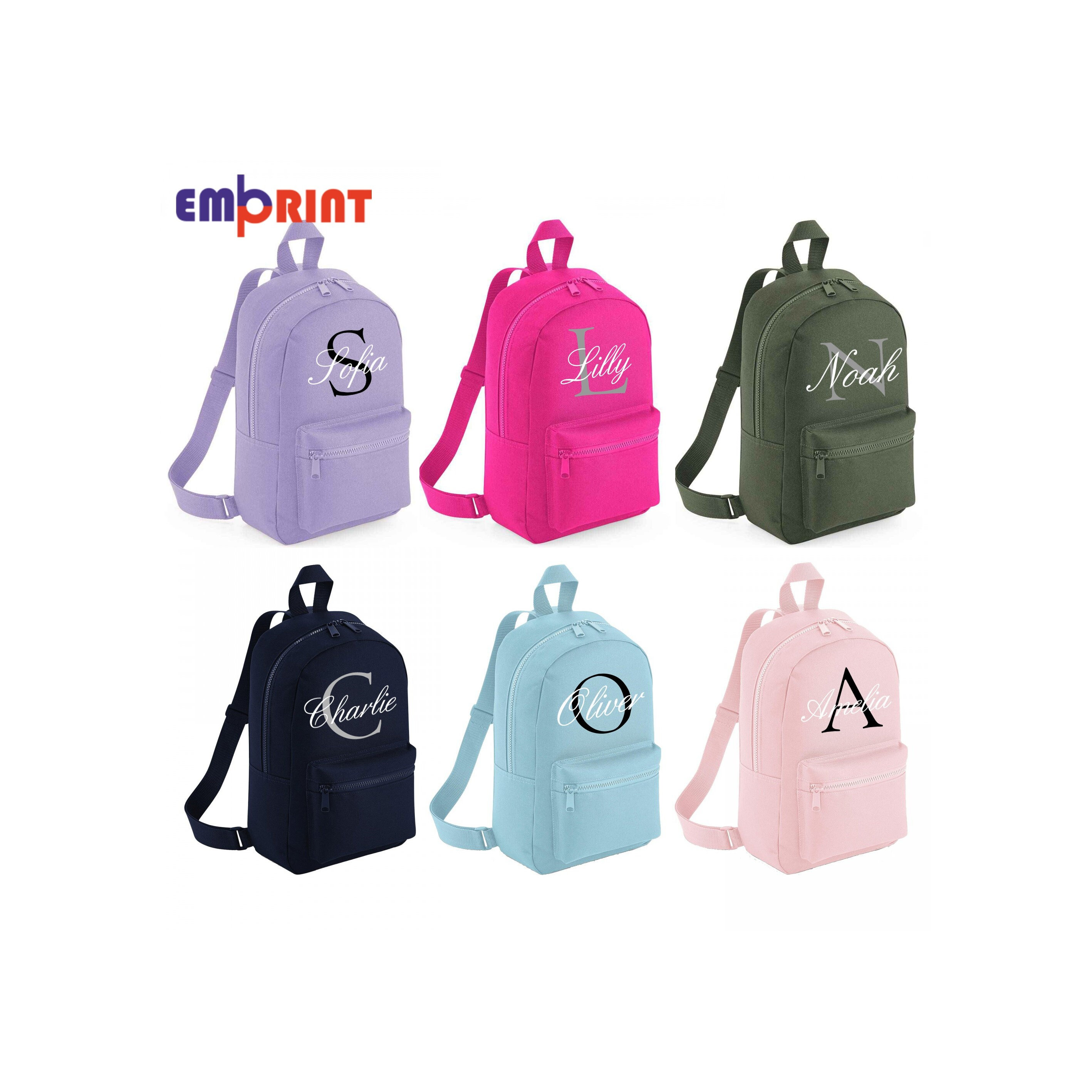 Personalised Mini Kids School Bag Initial Script Boys Girls - Etsy UK