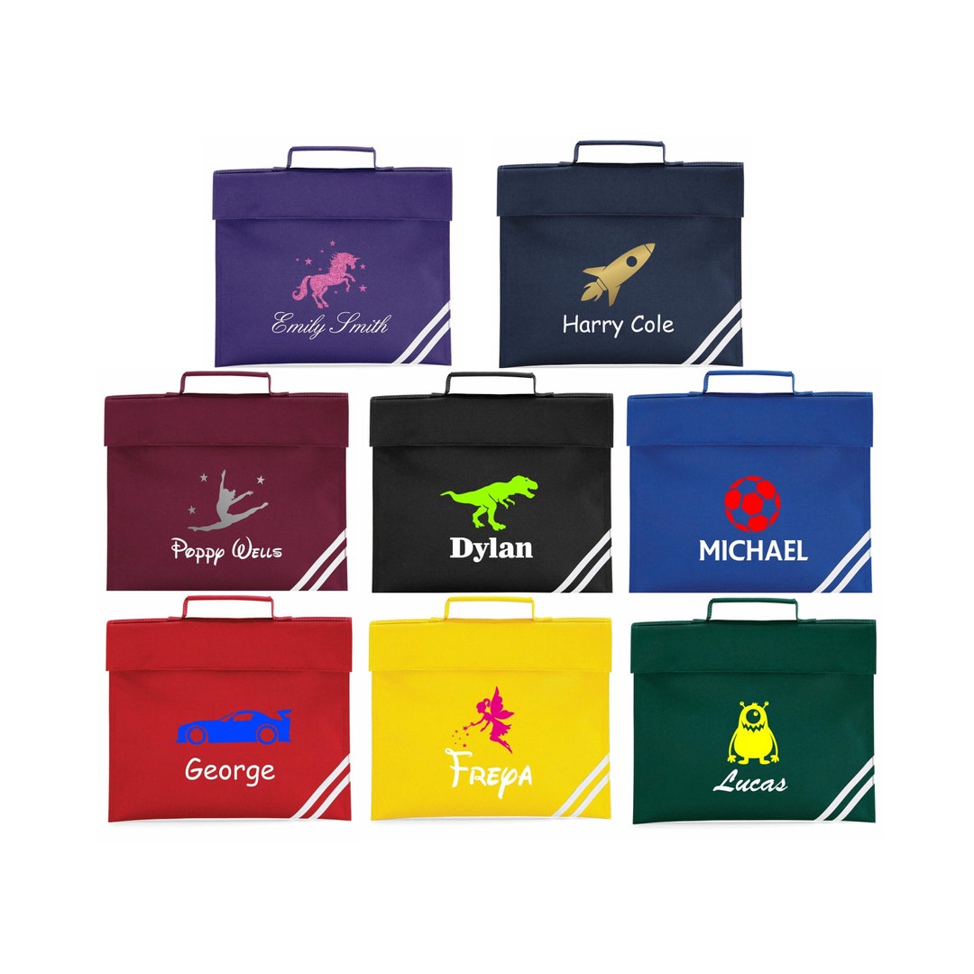 Personalised Book Bag Classic Designs Back to School Boys Girls ...
