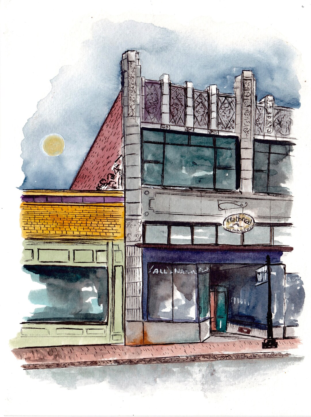 Limited Edition Portsmouth, NH Flatbread Watercolor Reproduction Print ...