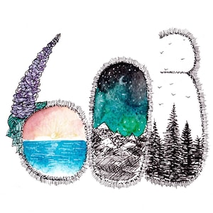 603 Watercolor Sticker | Etsy