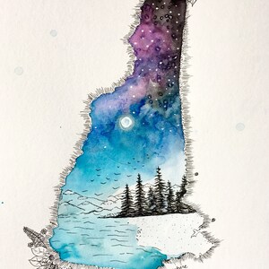 New Hampshire Watercolor Print - Etsy