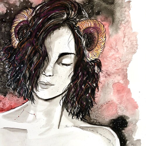 Zodiac Art ARIES Print From Original Design and Drawing - Etsy