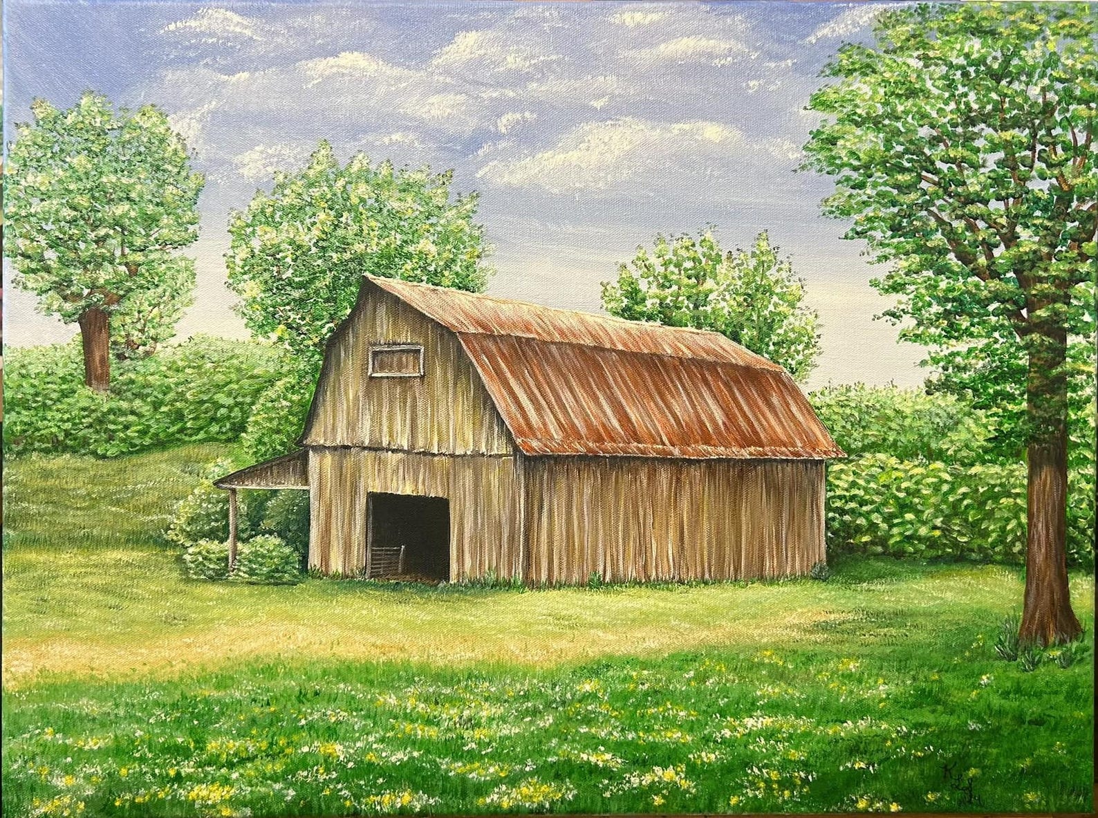 Barn in the Green Acre Original Acrylic Painting - Etsy